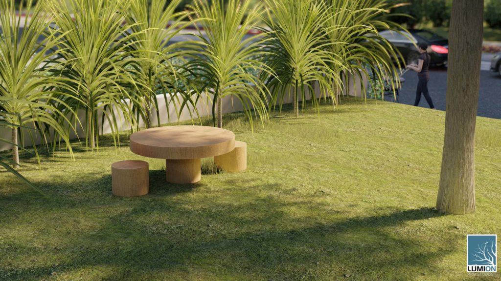 Log Slab Table and Stools - Natural Impressions