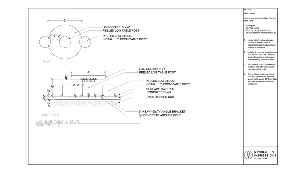 Log Slab Table and Stools - Natural Impressions